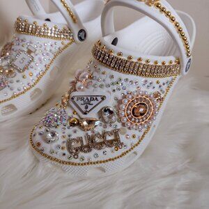 CROCS | Shoes | Custom Bling Crocs White Womens Size 9 | Poshmark